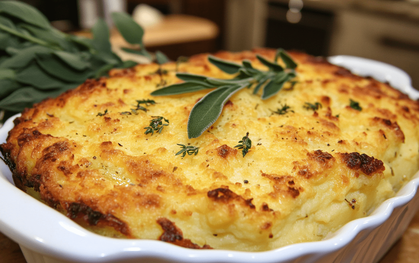 Cheesy Herb Mashed Potato Bake - SoyRice Kitchen