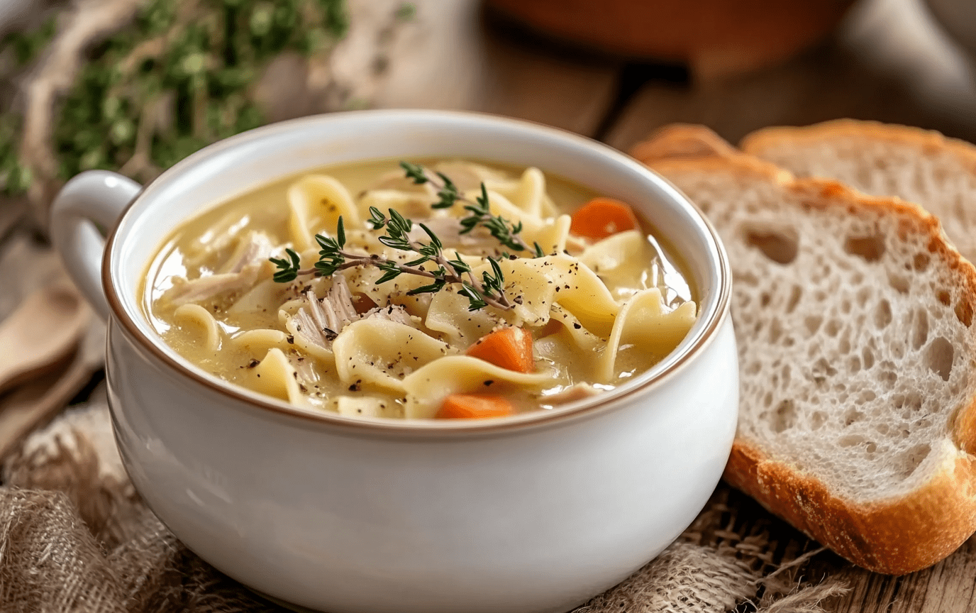 Easy Creamy Chicken Noodle Soup - SoyRice Kitchen