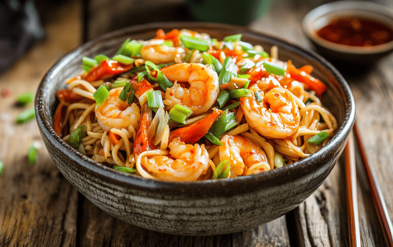 Spicy Shrimp Noodle Bowl - SoyRice Kitchen