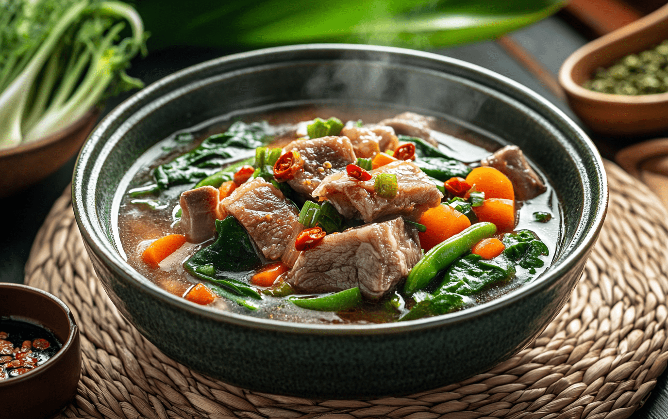 Filipino Sour Pork Soup - SoyRice Kitchen