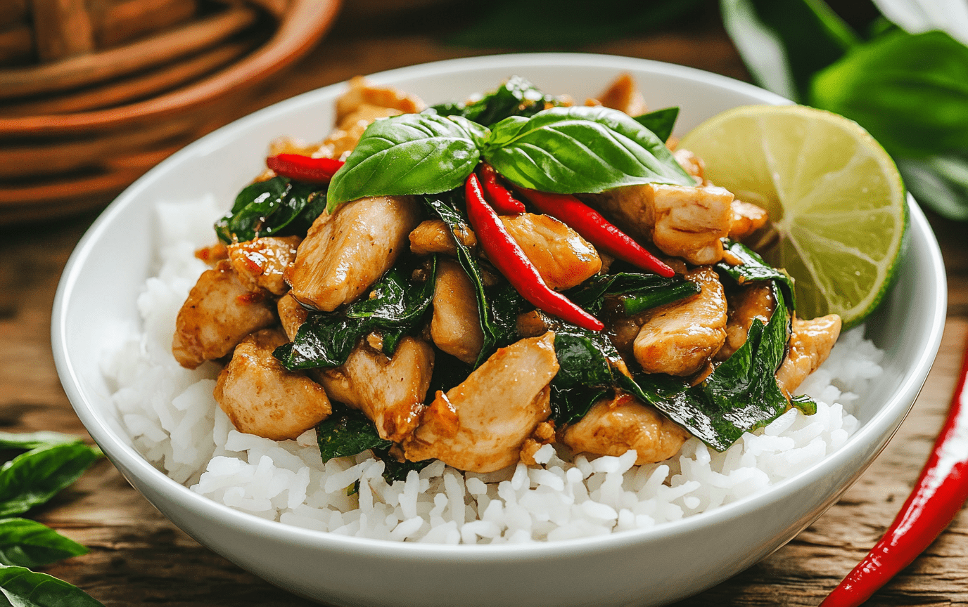 Quick Thai Basil Chicken - SoyRice Kitchen