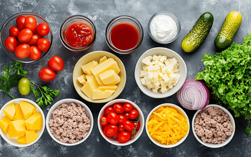 Quick Cheeseburger Salad - SoyRice Kitchen