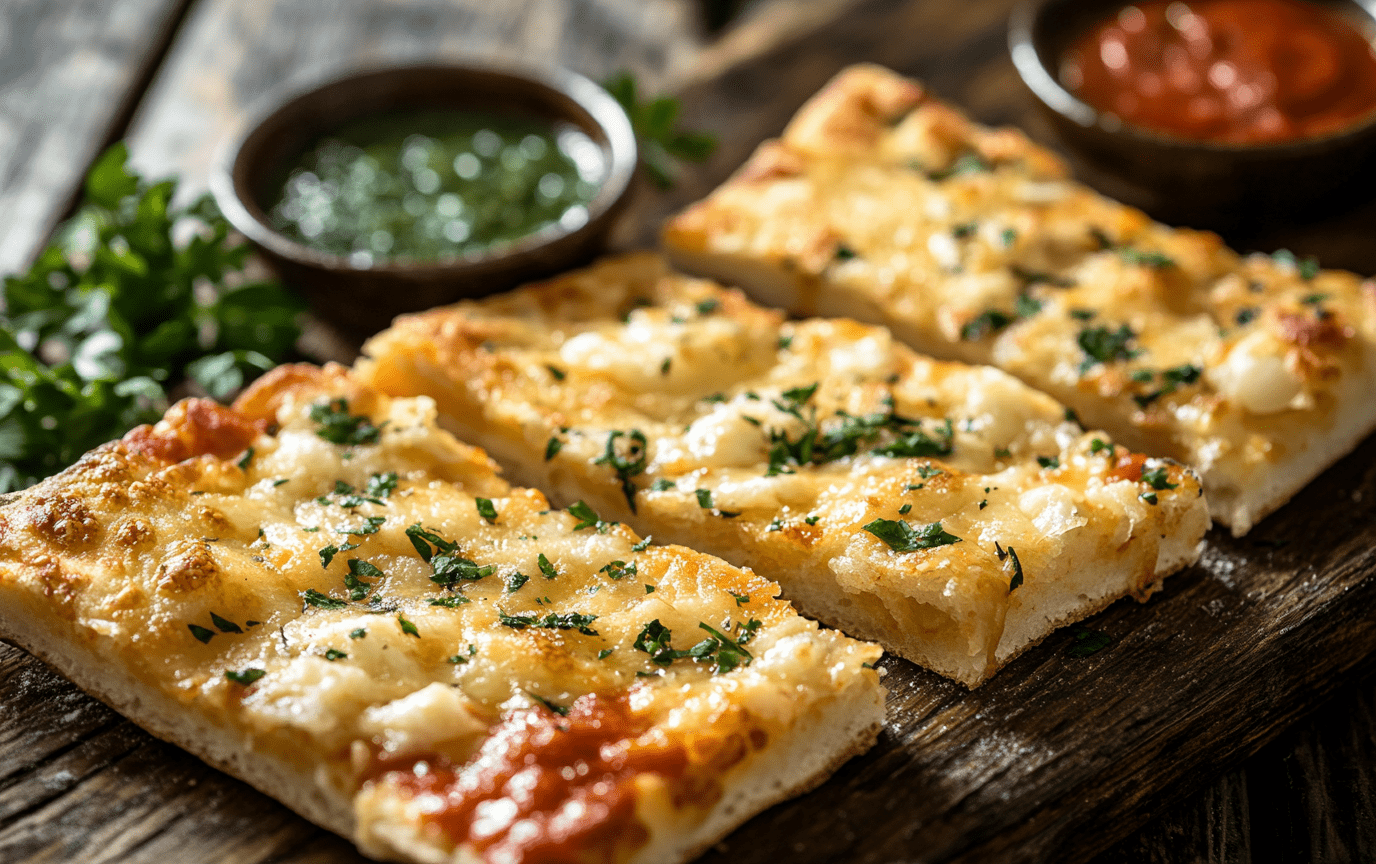 Best Cheesy Garlic Flatbread - SoyRice Kitchen