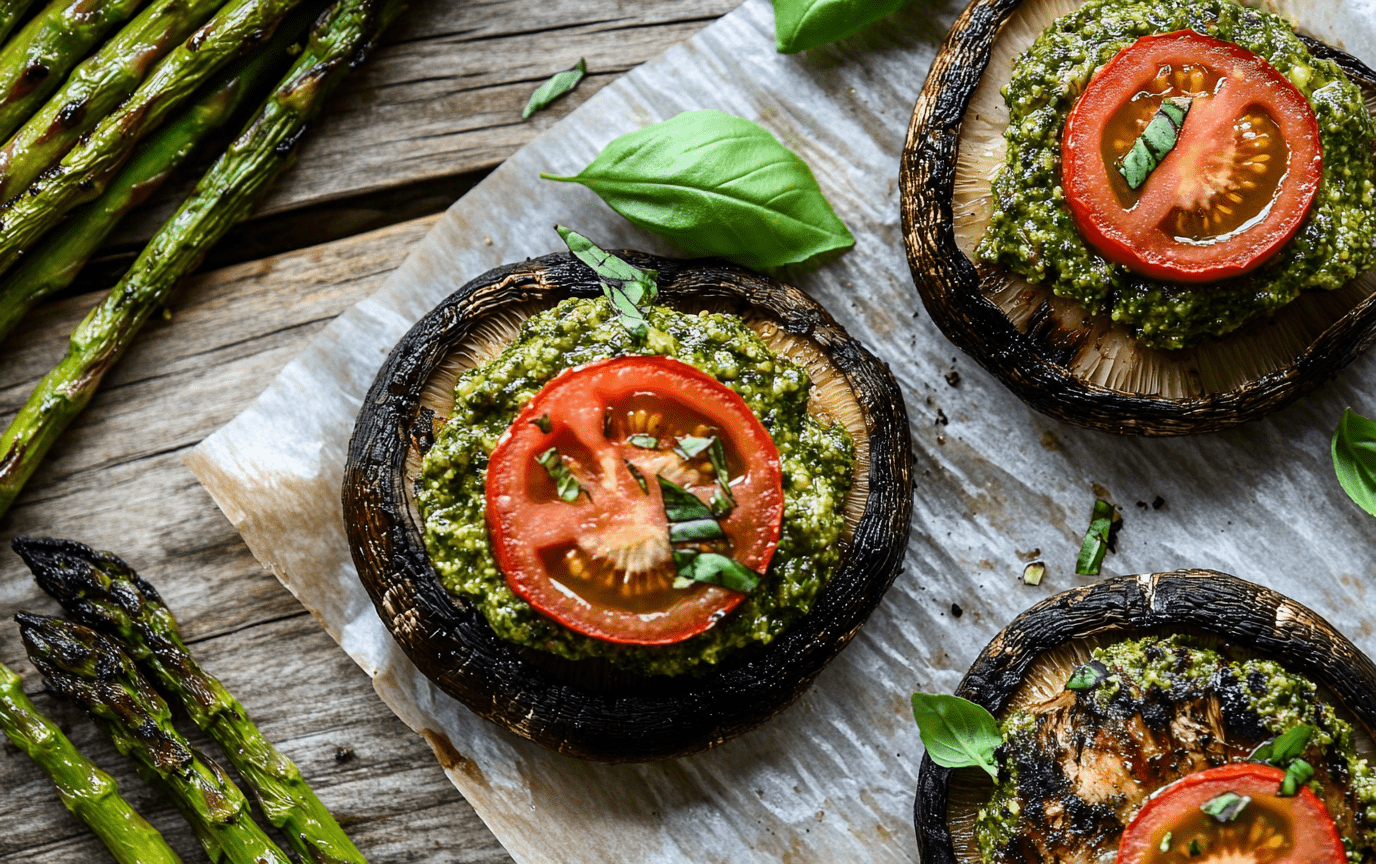 Easy Herb-Cheese Filled Portobello Caps - SoyRice Kitchen