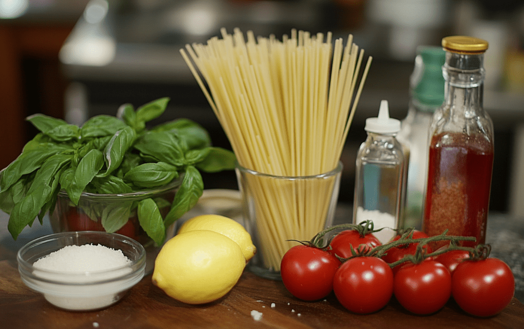 Quick Tomato Basil Spaghetti - SoyRice Kitchen