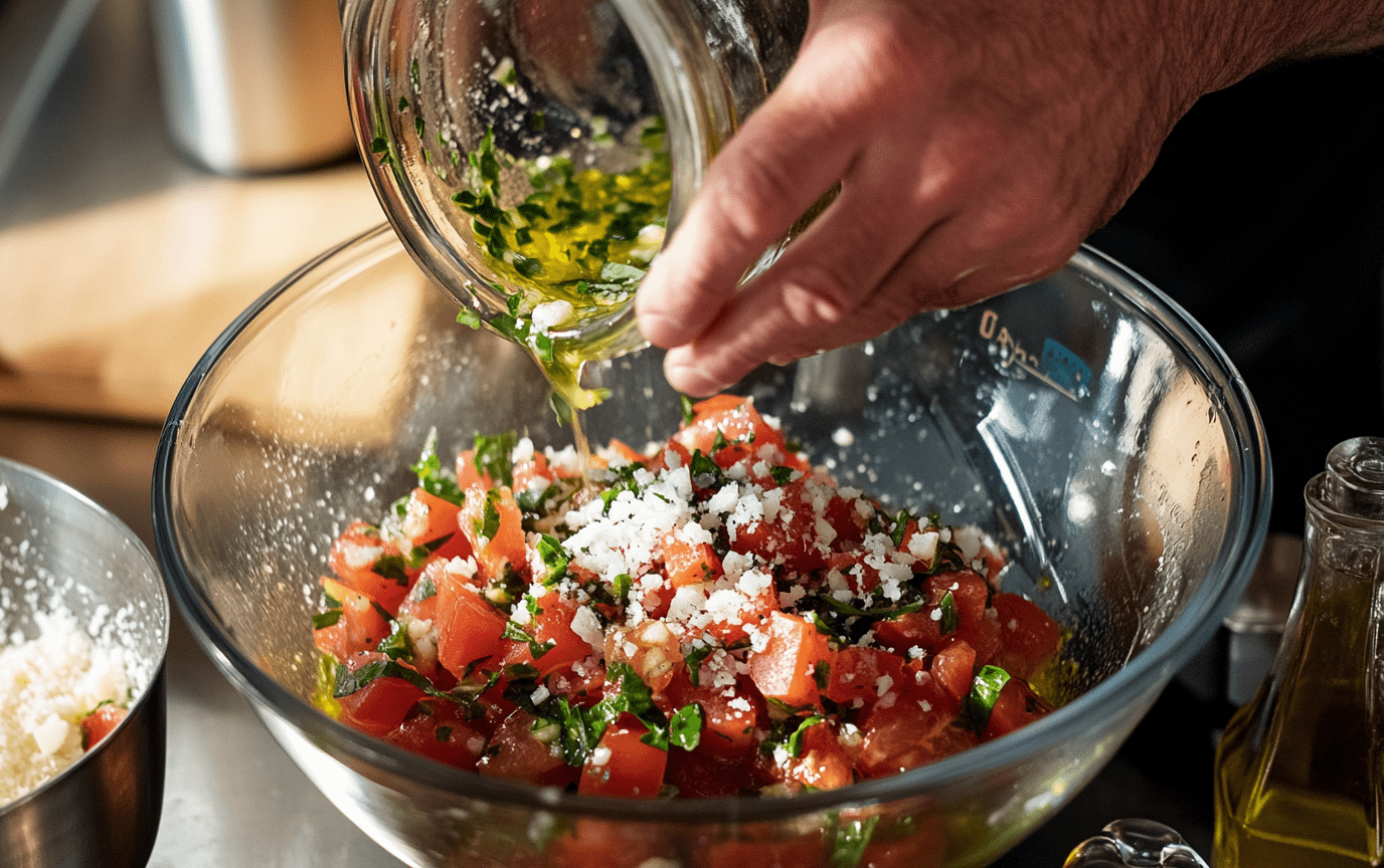 Tomato Basil Crostini - SoyRice Kitchen