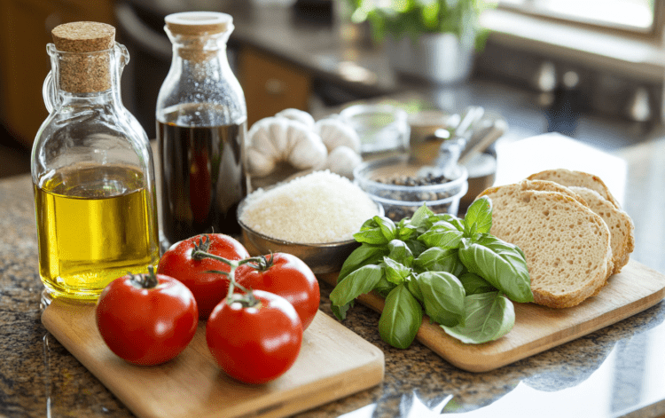 Tomato Basil Crostini - SoyRice Kitchen