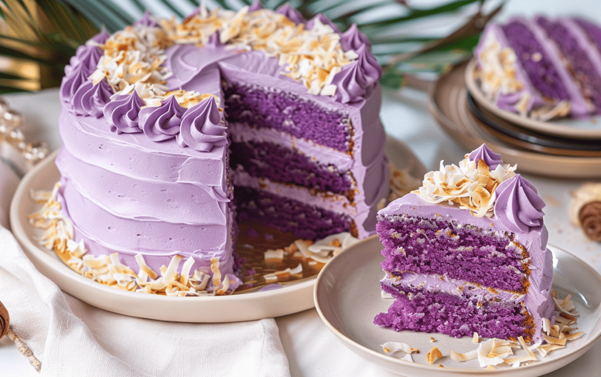 Purple Yam Coconut Cake - SoyRice Kitchen