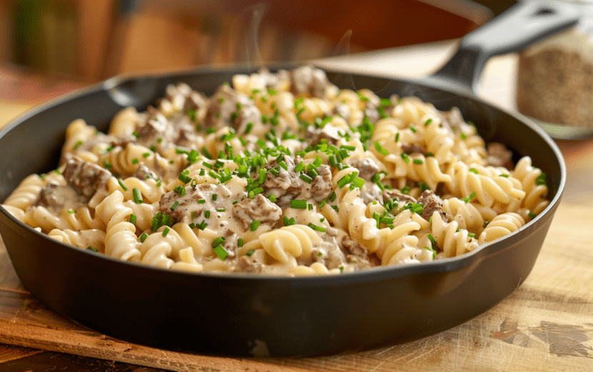 Satisfying Creamy Beef Pasta Skillet - SoyRice Kitchen