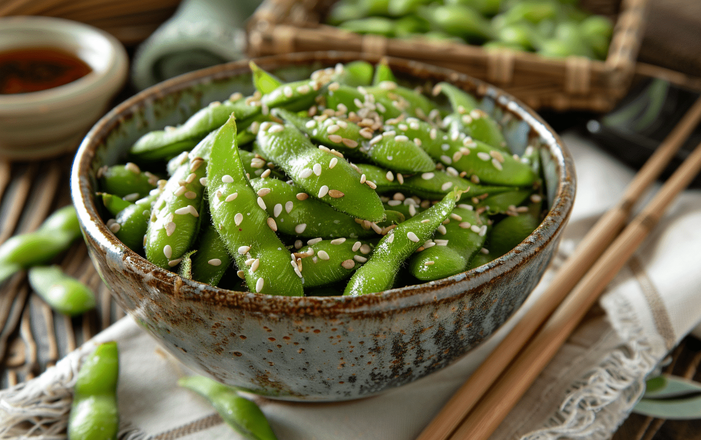 Spicy Garlic Ginger Edamame - SoyRice Kitchen