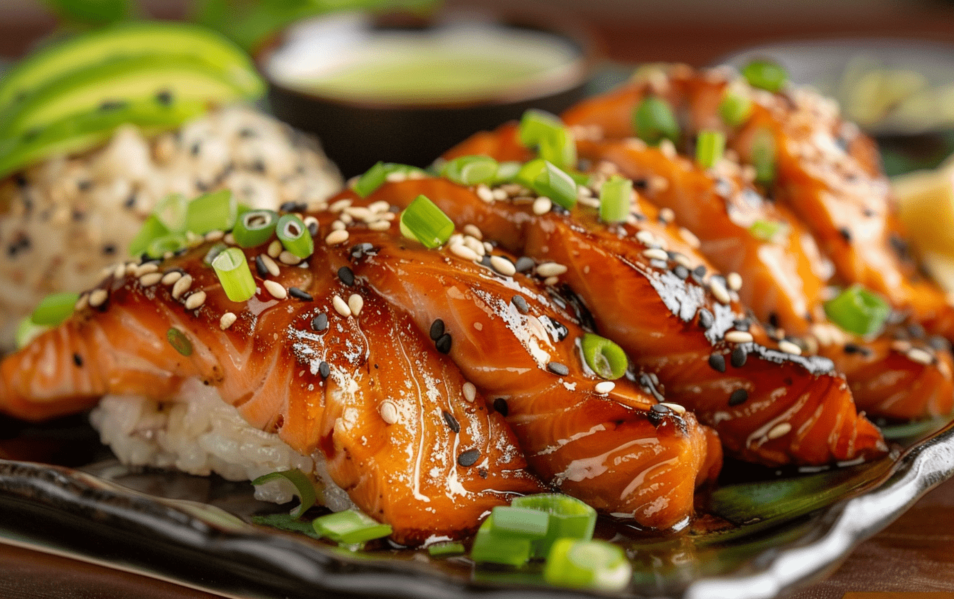 Healthy Torched Salmon Sushi - SoyRice Kitchen