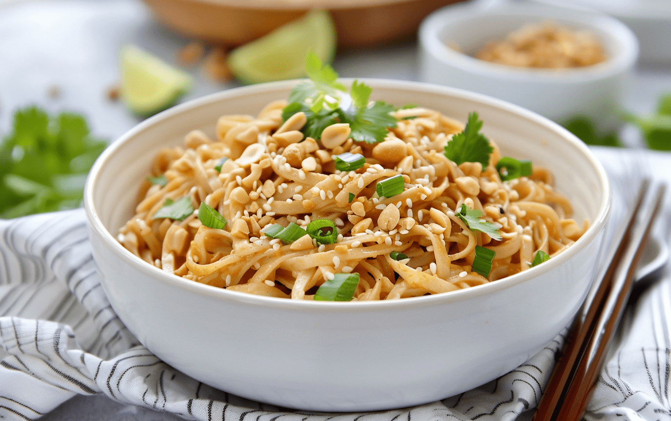 Quick Spicy Peanut Rice Noodles - SoyRice Kitchen
