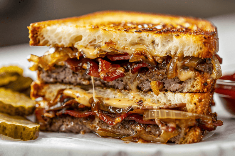 Easy Waffle House Texas Bacon Patty Melt - SoyRice Kitchen