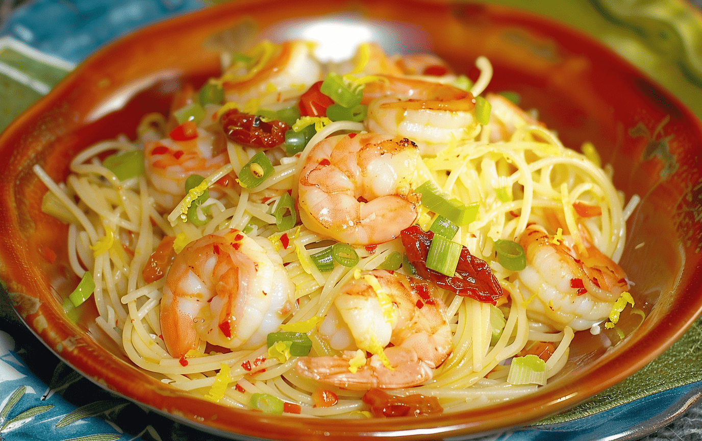 Quick Fiery Shrimp Pasta - SoyRice Kitchen