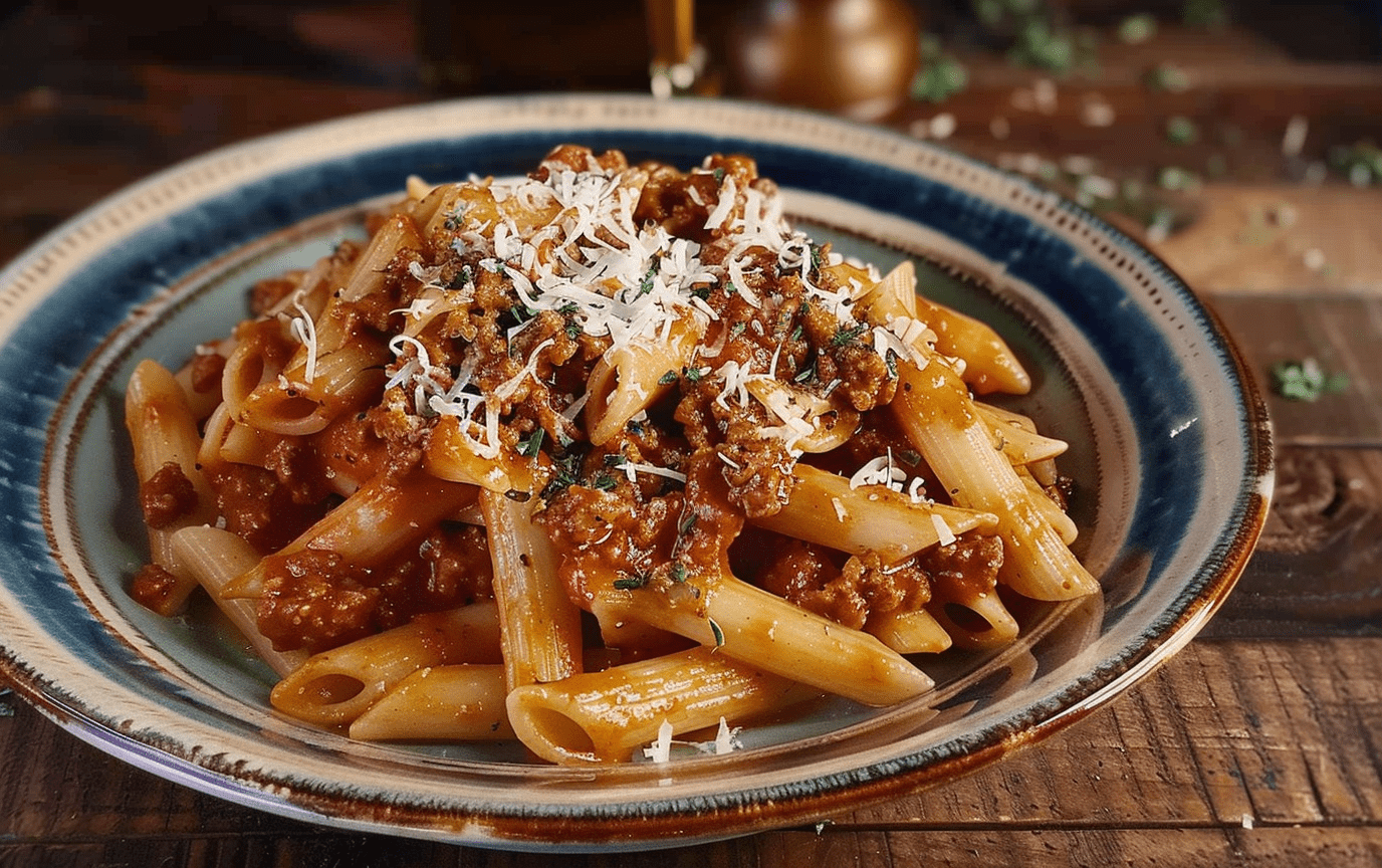 Quick Homemade Penne Bolognese - SoyRice Kitchen