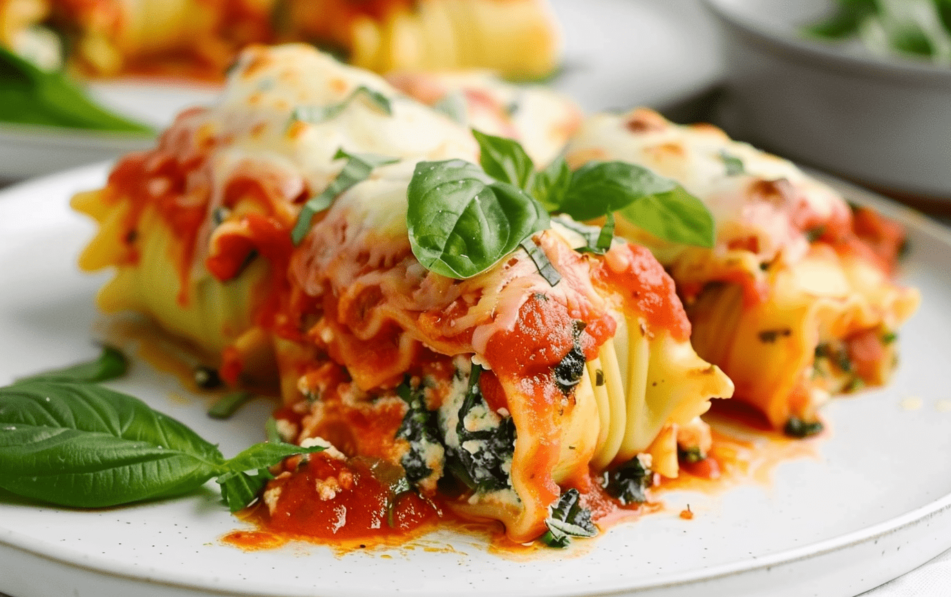 Spinach and Cheese Stuffed Pasta Rolls - SoyRice Kitchen