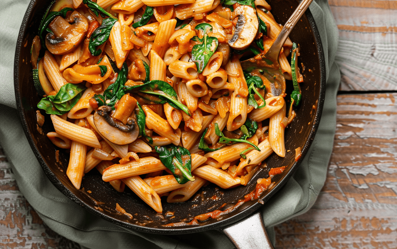 Easy Skillet Veggie & Pasta Dinner - SoyRice Kitchen