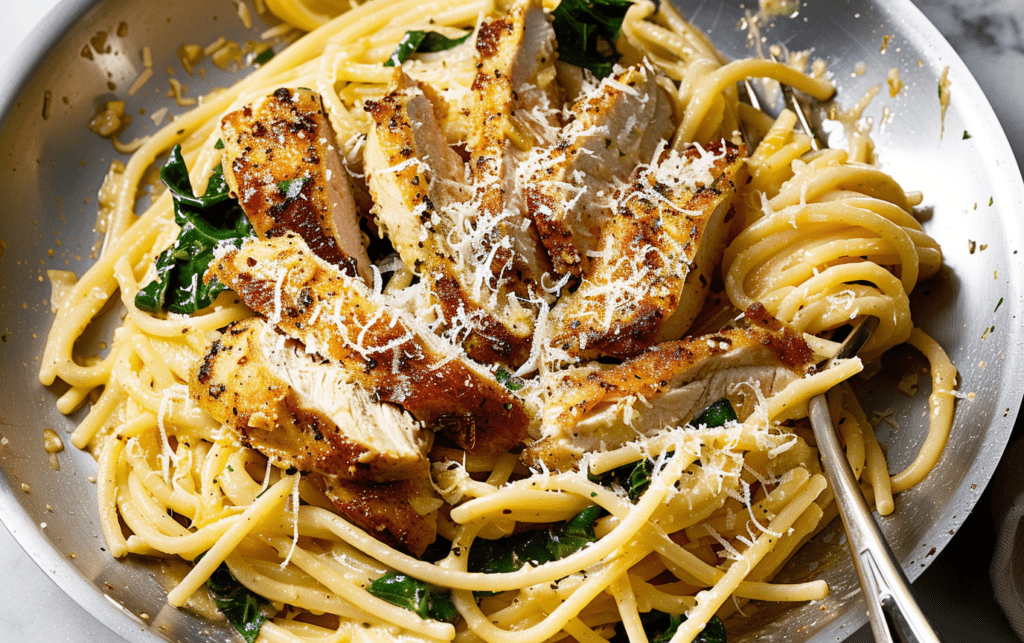 Garlic Herb Chicken Spaghetti - SoyRice Kitchen