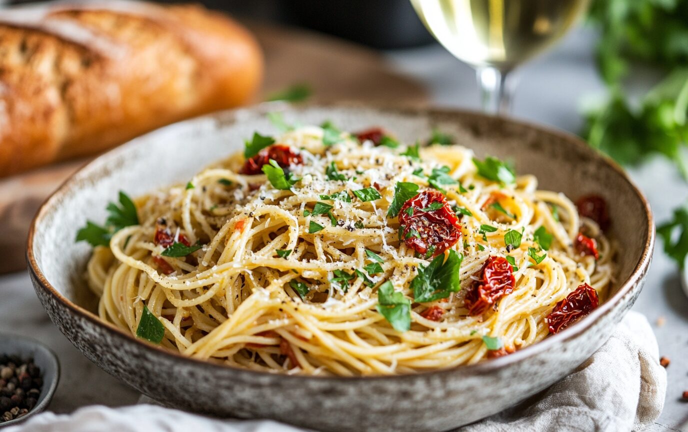 Garlic Parmesan Spaghetti - SoyRice Kitchen