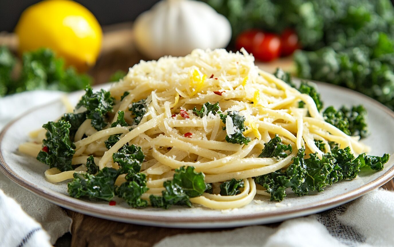 Lemon Kale Pasta Delight - SoyRice Kitchen