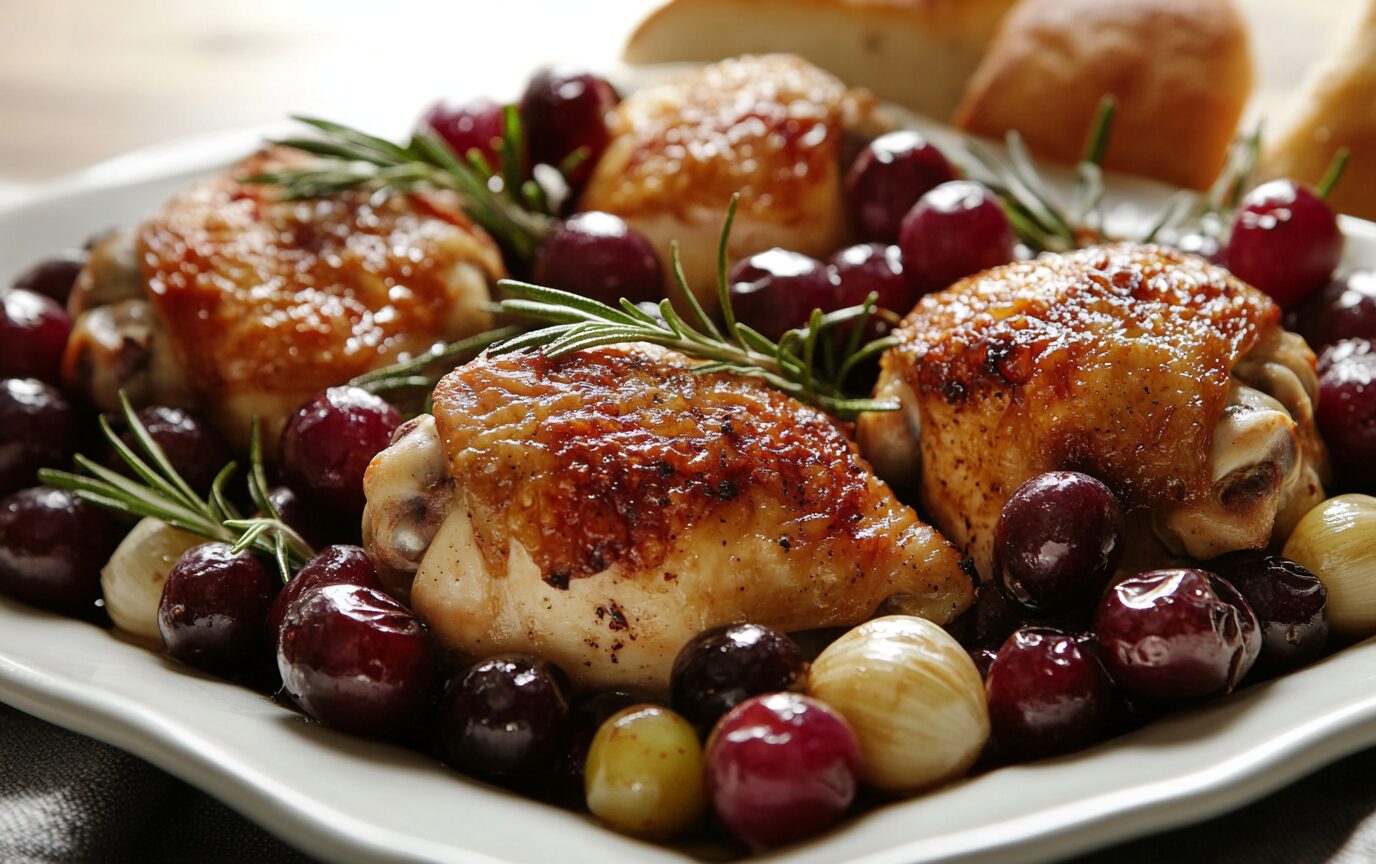 Simple Herb-Infused Chicken with Roasted Grapes - SoyRice Kitchen