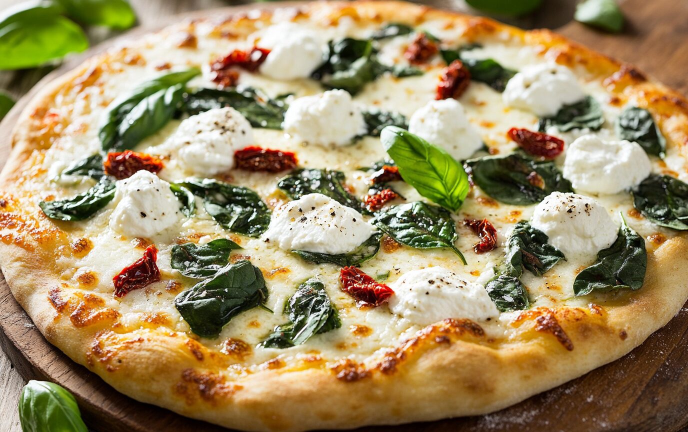 Spinach Ricotta Pizza - SoyRice Kitchen