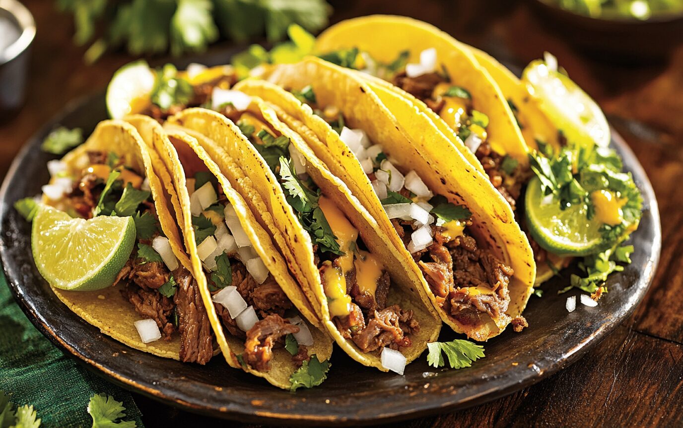 Cheesy Beef Tacos - SoyRice Kitchen