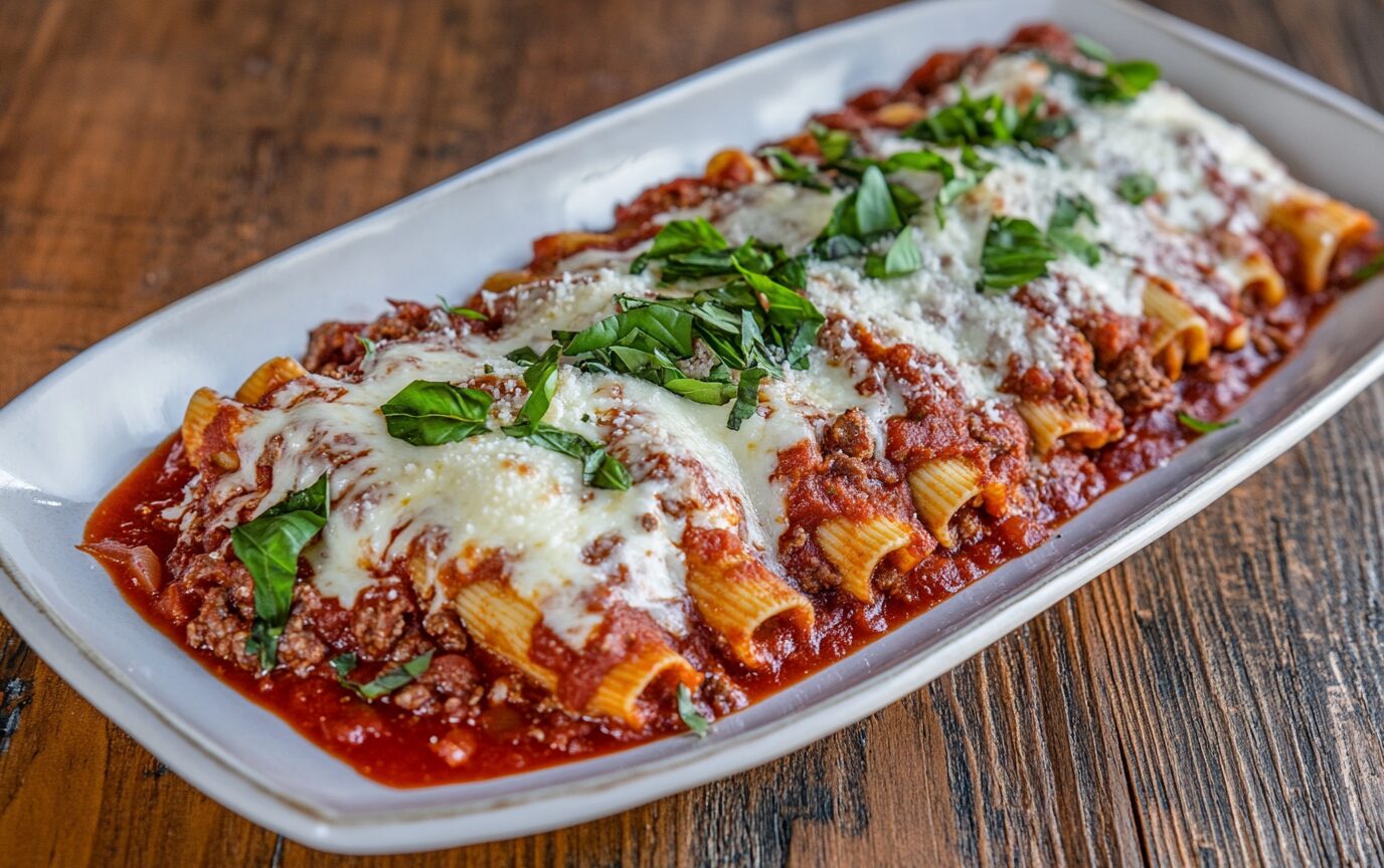 Cheesy Beef Stuffed Manicotti - SoyRice Kitchen