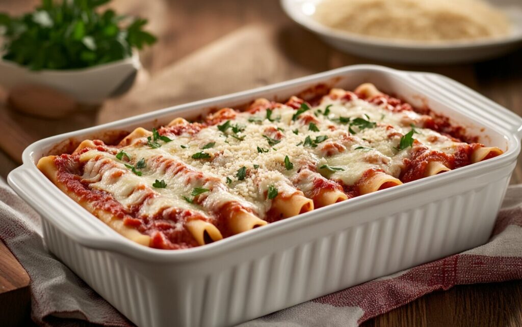 Chicken-filled Manicotti Bake - SoyRice Kitchen