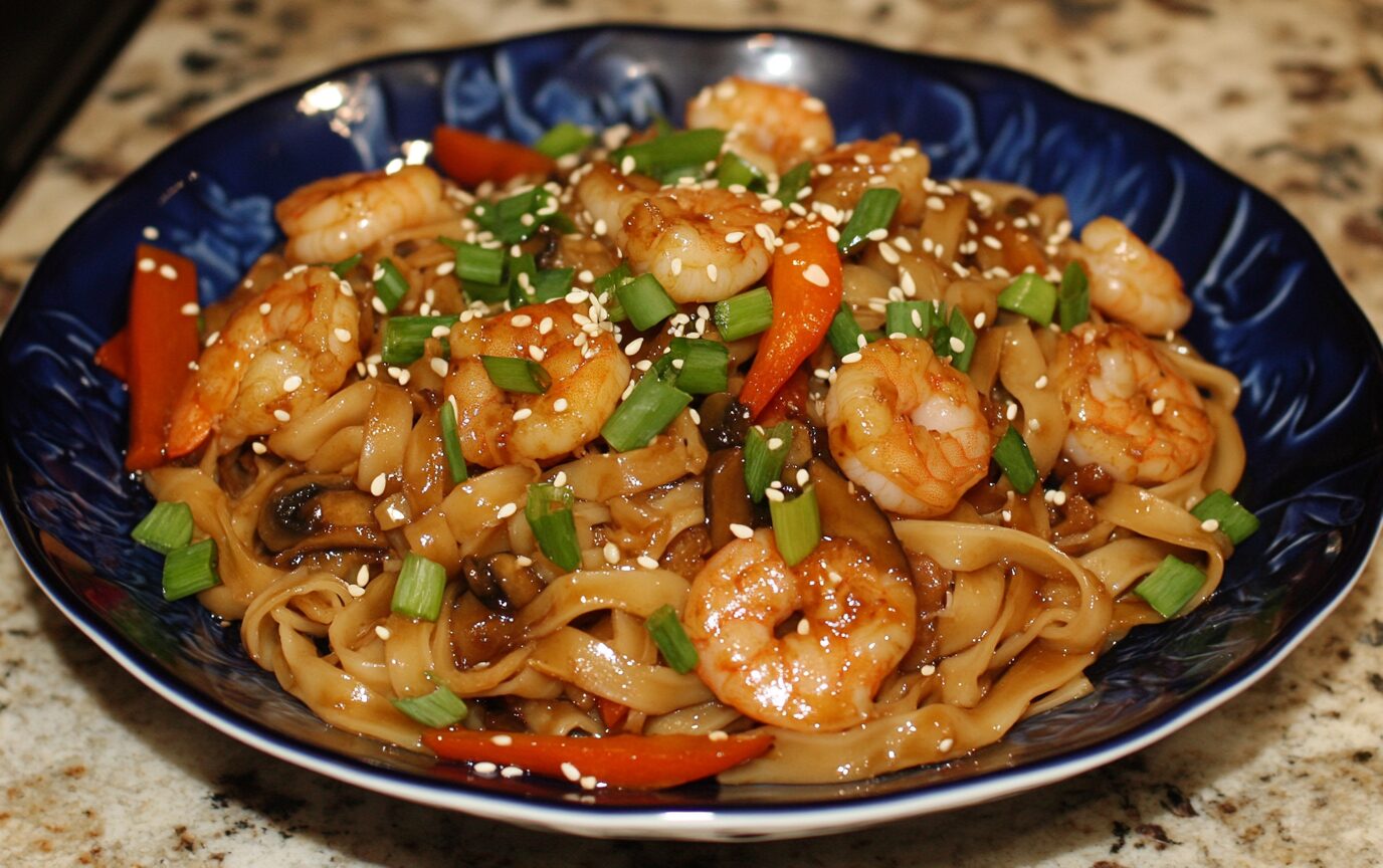 Easy Shrimp & Noodle Saute - SoyRice Kitchen