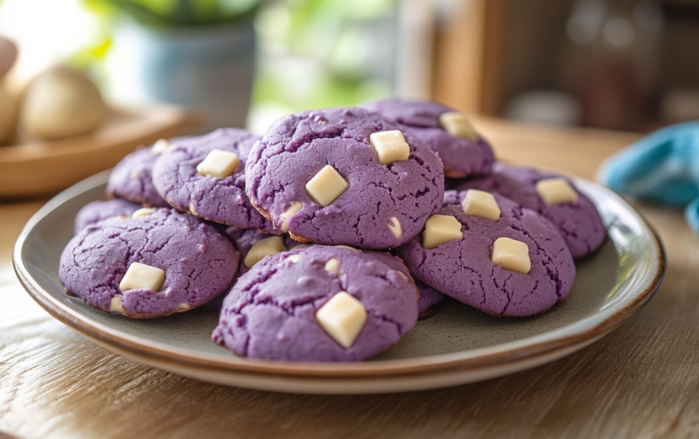 Ube White Chocolate Chip Cookies - SoyRice Kitchen