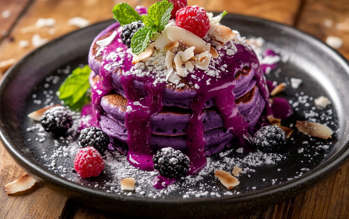 Purple Paradise Pancakes - SoyRice Kitchen