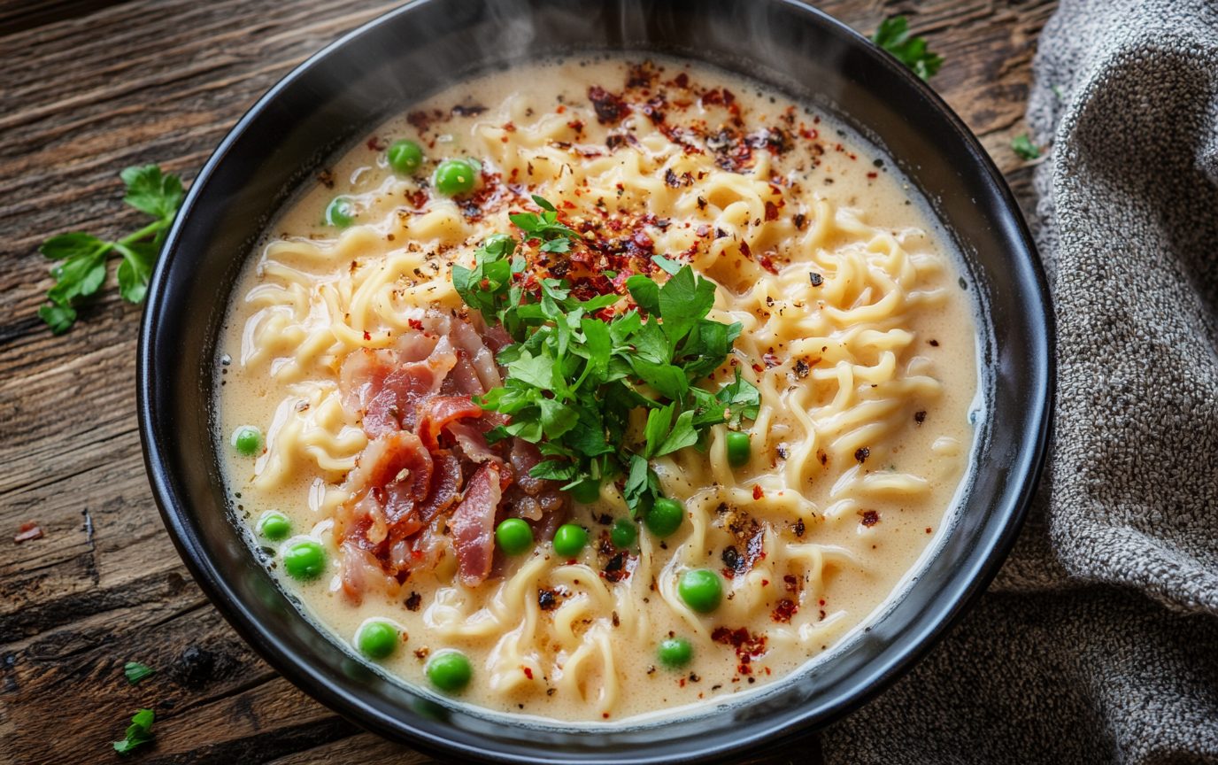 Easy Creamy Pancetta Ramen - SoyRice Kitchen