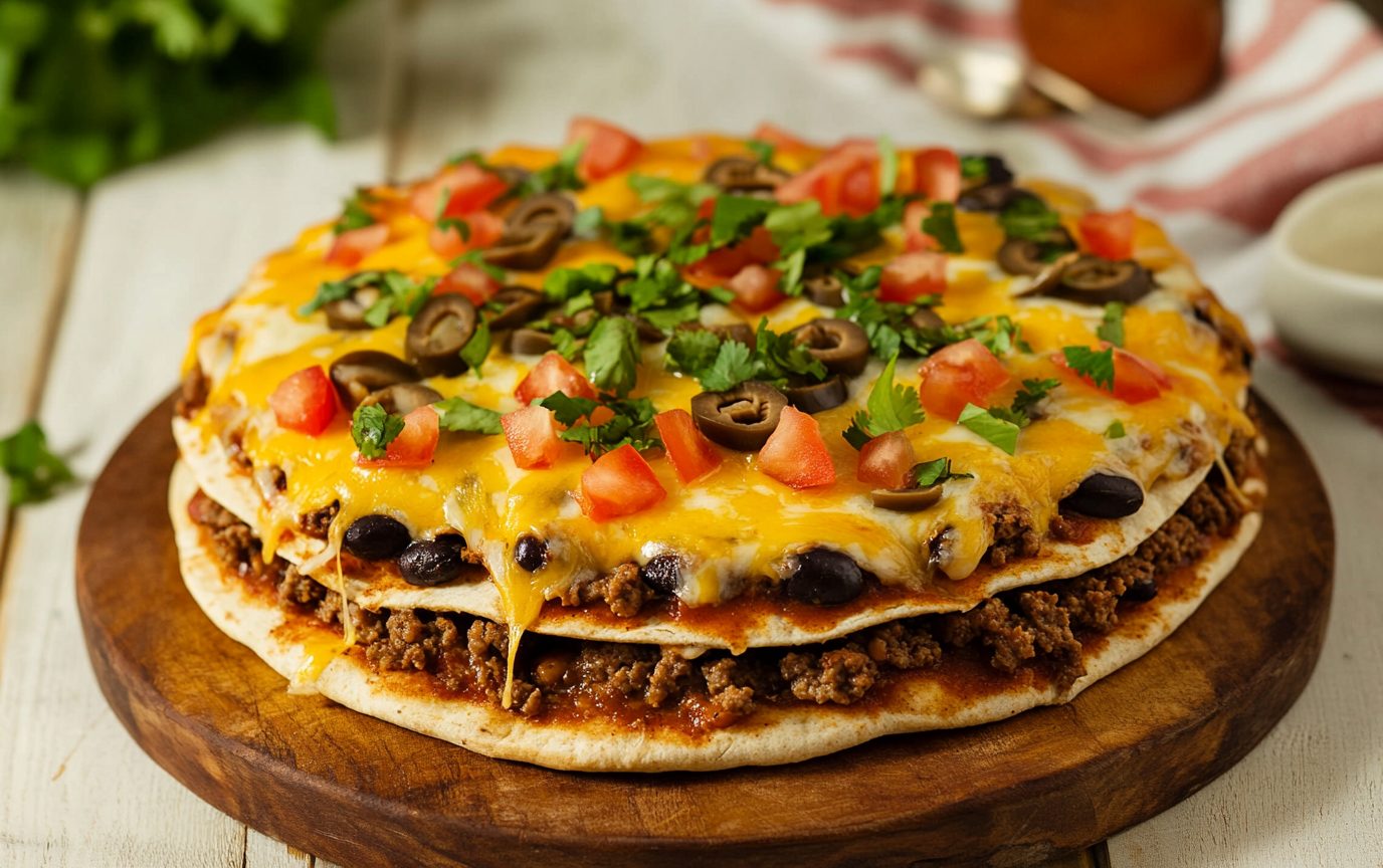 Cheesy Taco Flatbread - SoyRice Kitchen