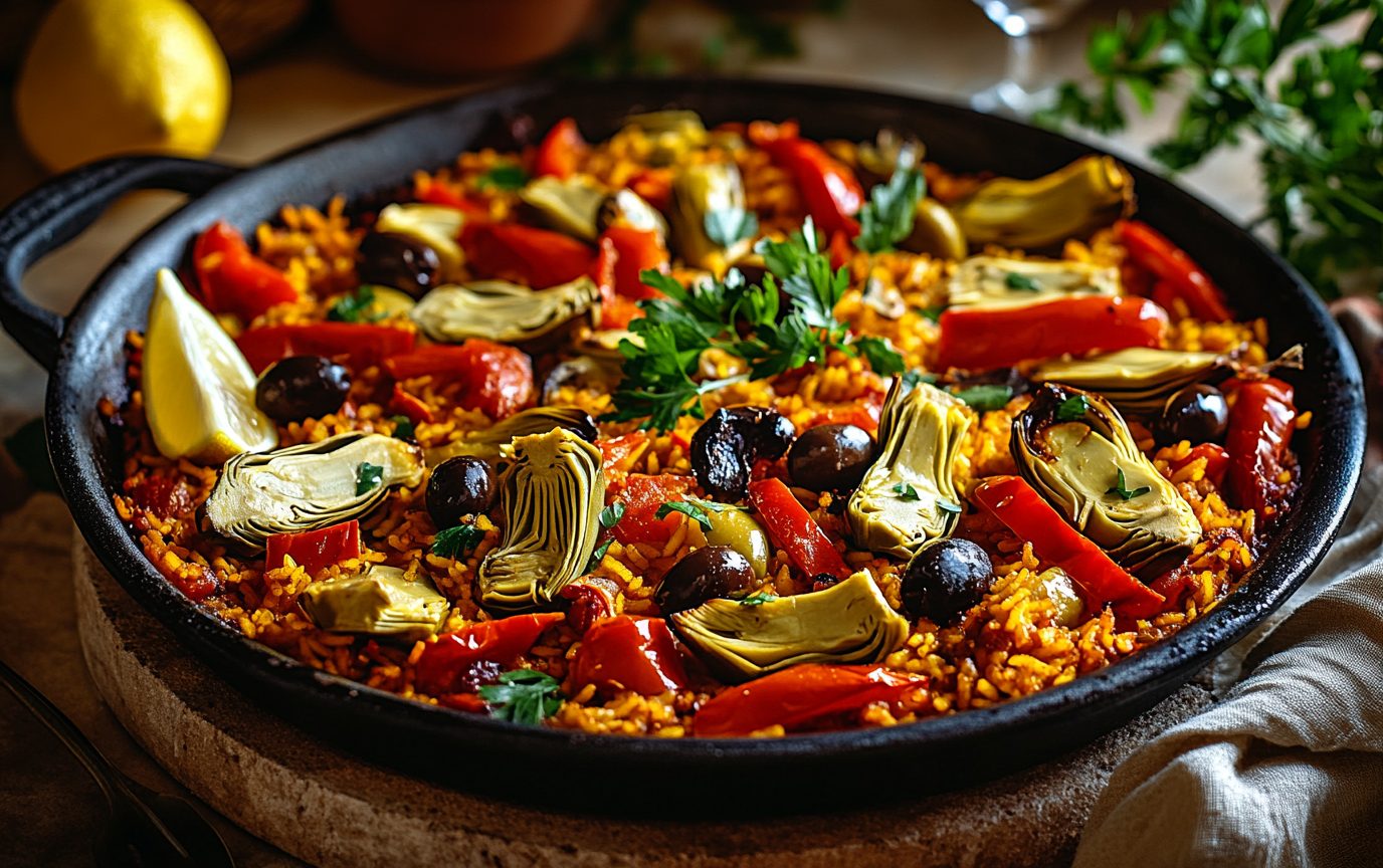Simple Veggie Paella - SoyRice Kitchen