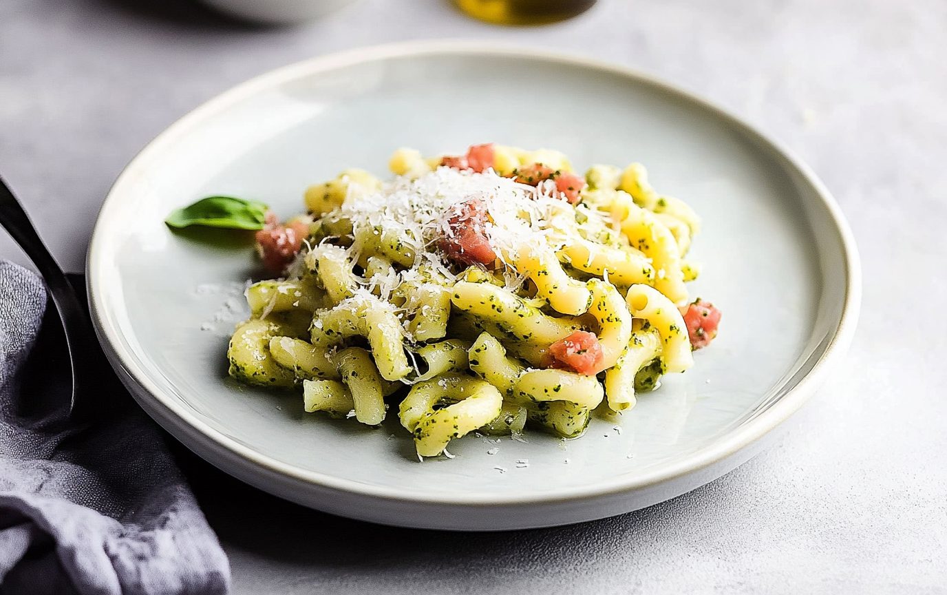 Creamy Pesto Cavatappi Pasta - SoyRice Kitchen
