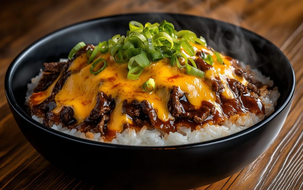 Cheesy Beef Rice Bowl - SoyRice Kitchen