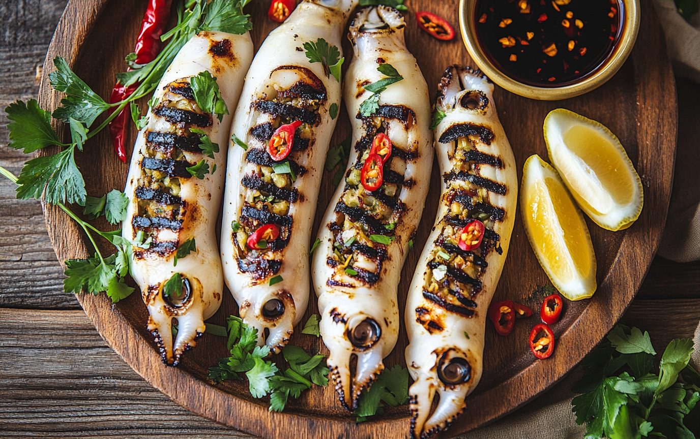 Stuffed Grilled Squid - SoyRice Kitchen