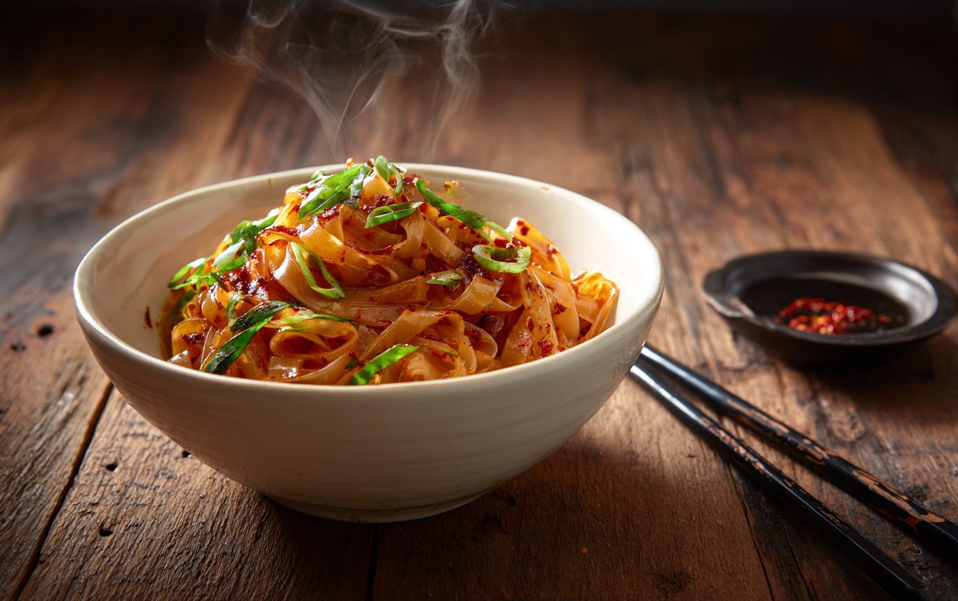 Hot Sesame Rice Noodles - SoyRice Kitchen